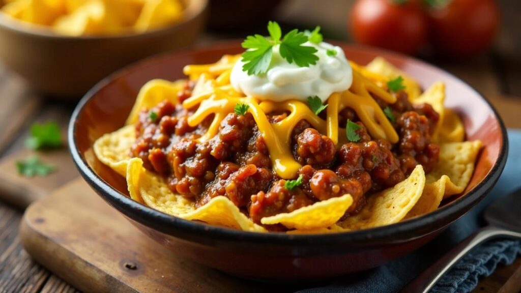 Frito Pie – Chili serviert über Fritos-Chips. [CreaTable] – Rezept für ...