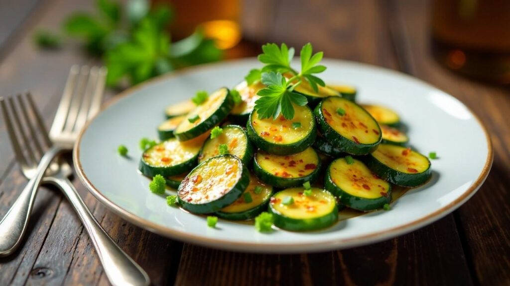Zucchini Gebraten Mit Knoblauch