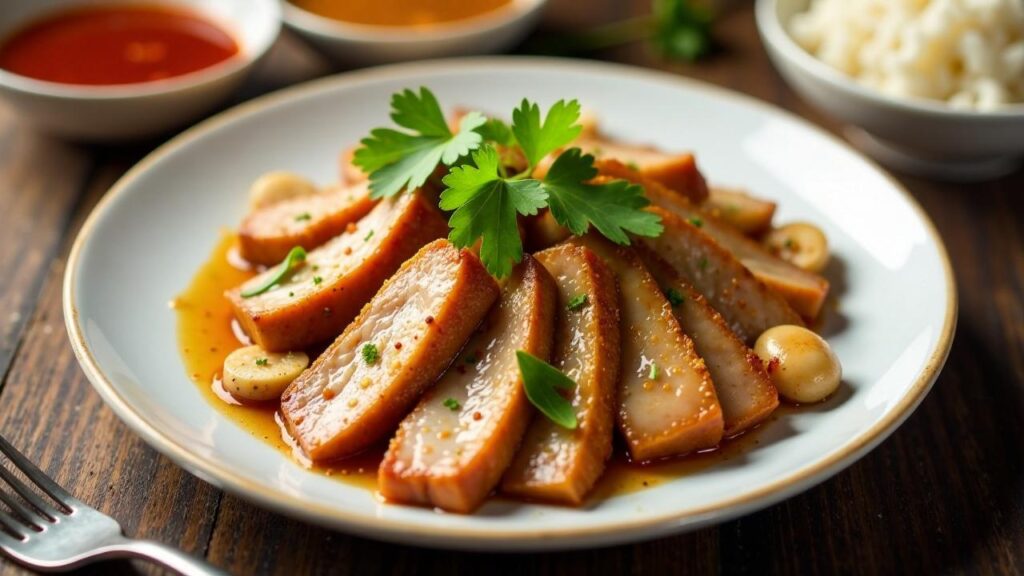 Moo Tod Kratiem (Gebratenes Schweinefleisch mit Knoblauch) [CreaTable ...