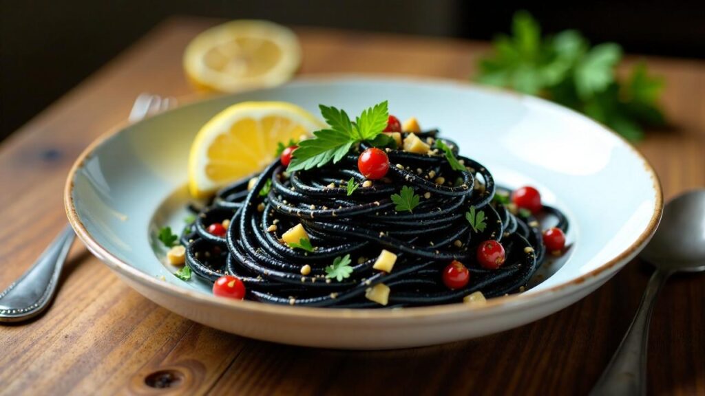 Spaghetti al Nero di Seppia (Spaghetti mit Tintenfischtinte) [CreaTable ...