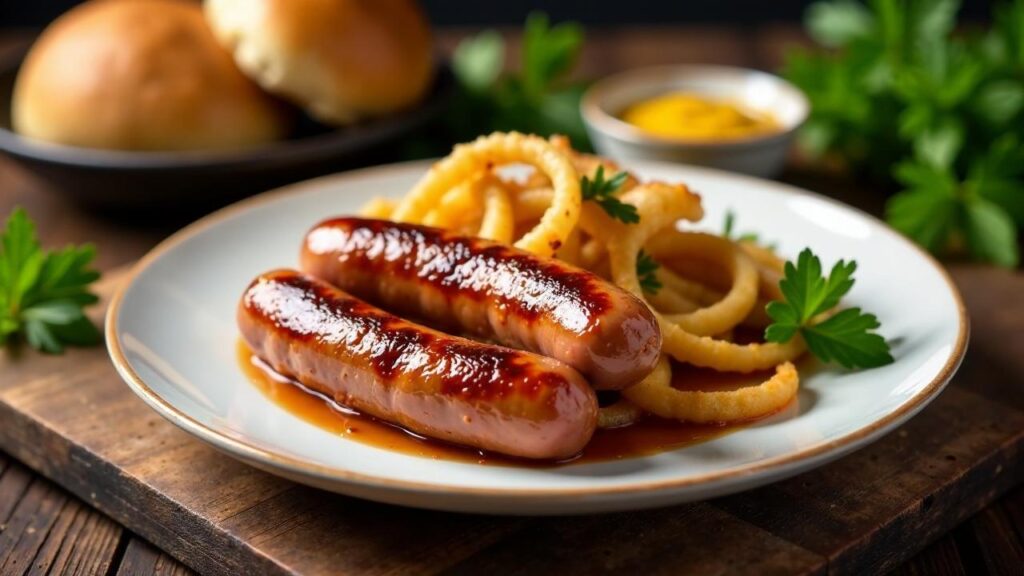 Thüringer Rostbratwurst mit süßem Senf und Zwiebeln [CreaTable ...